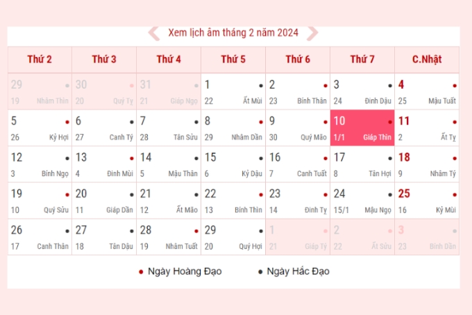 Mùng 1 Tết 2024 là ngày mấy dương lịch?